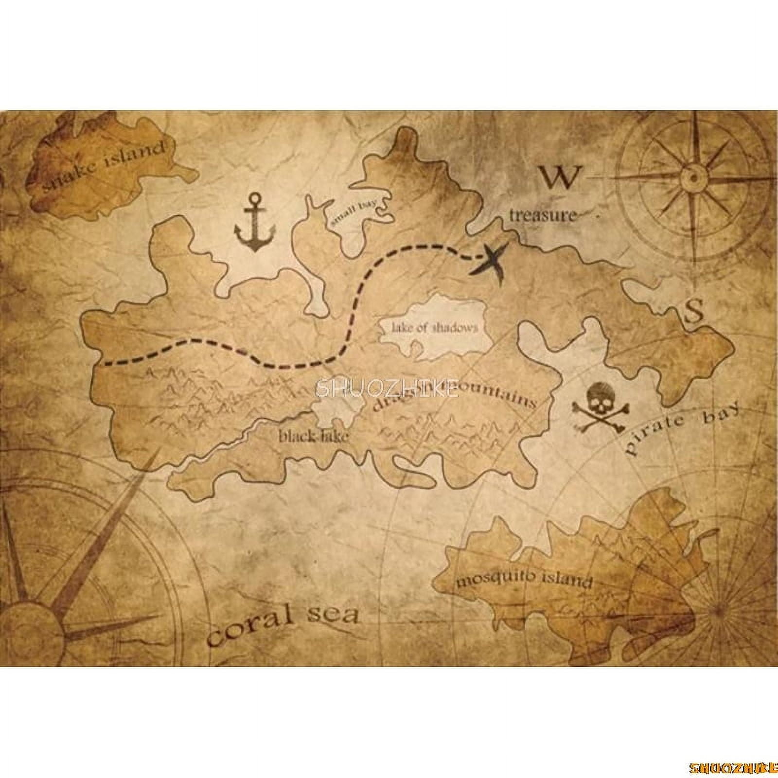 Retro Pirate Treasure Map Backdrop for Photography l Island Background ...