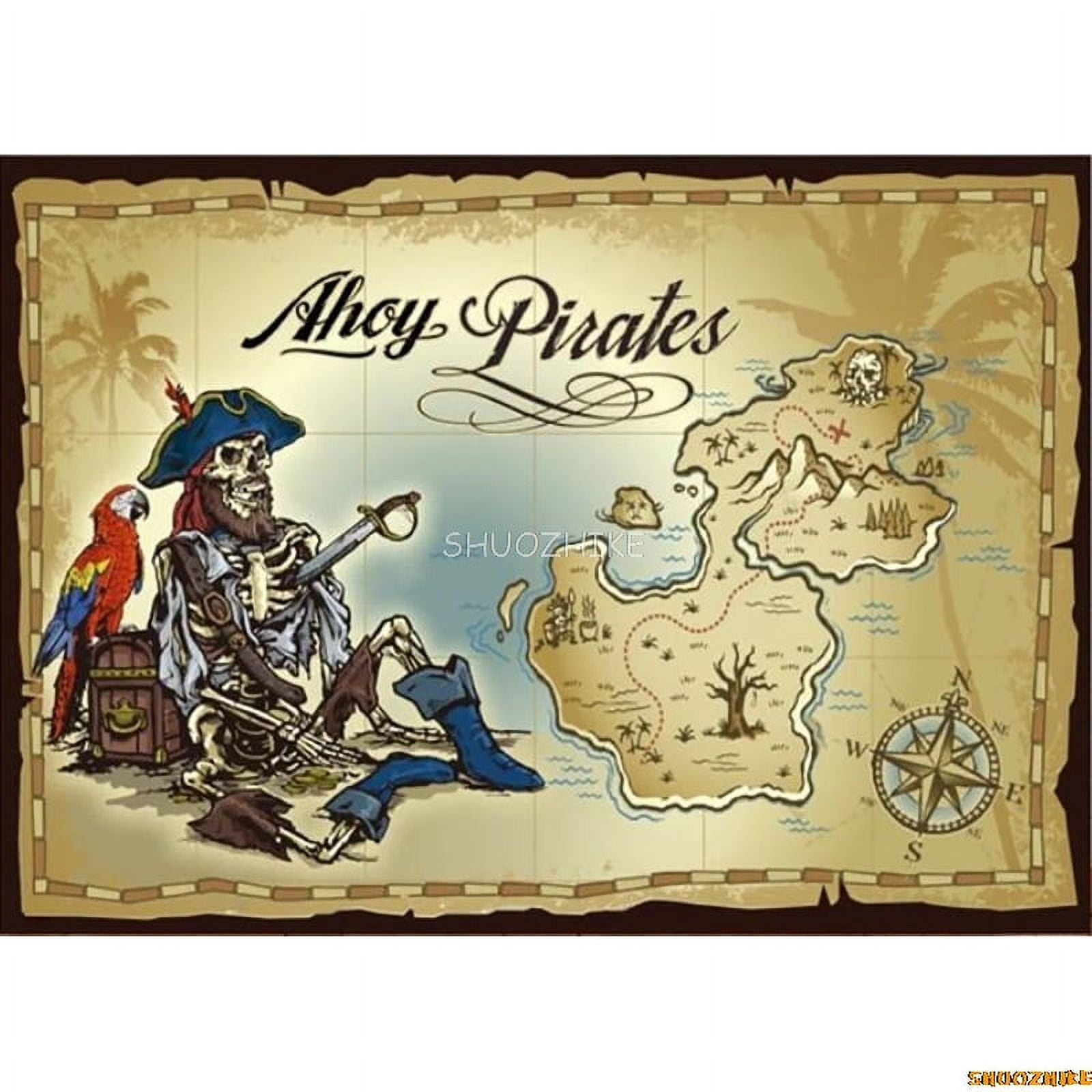 Retro Pirate Treasure Map Backdrop for Photography l Island Background ...