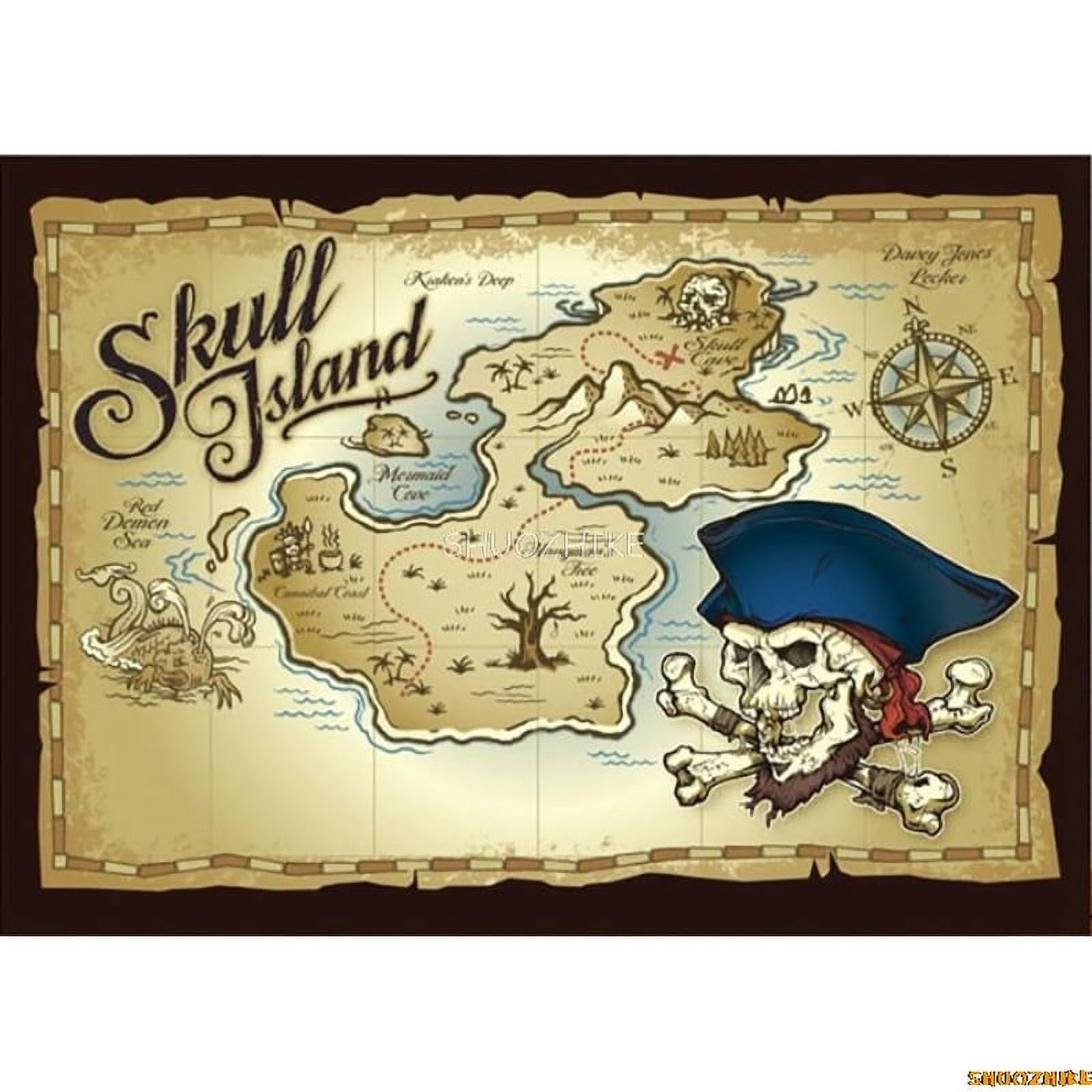 Retro Pirate Treasure Map Backdrop for Photography l Island Background ...