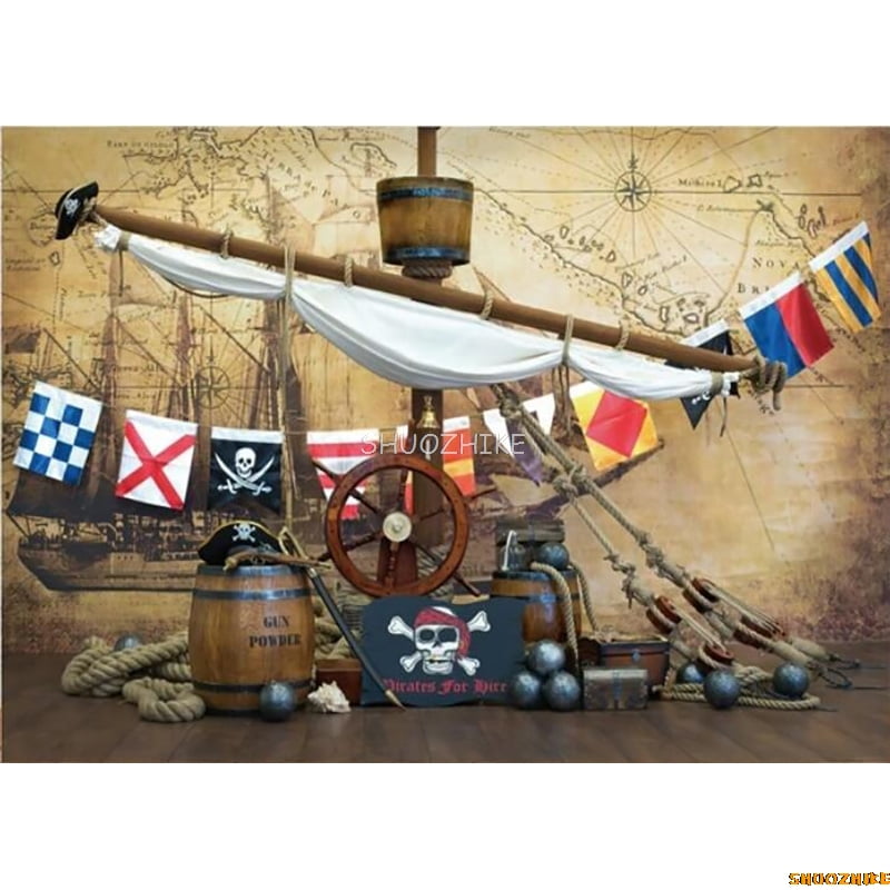 Retro Pirate Treasure Map Backdrop for Photography l Island Background ...