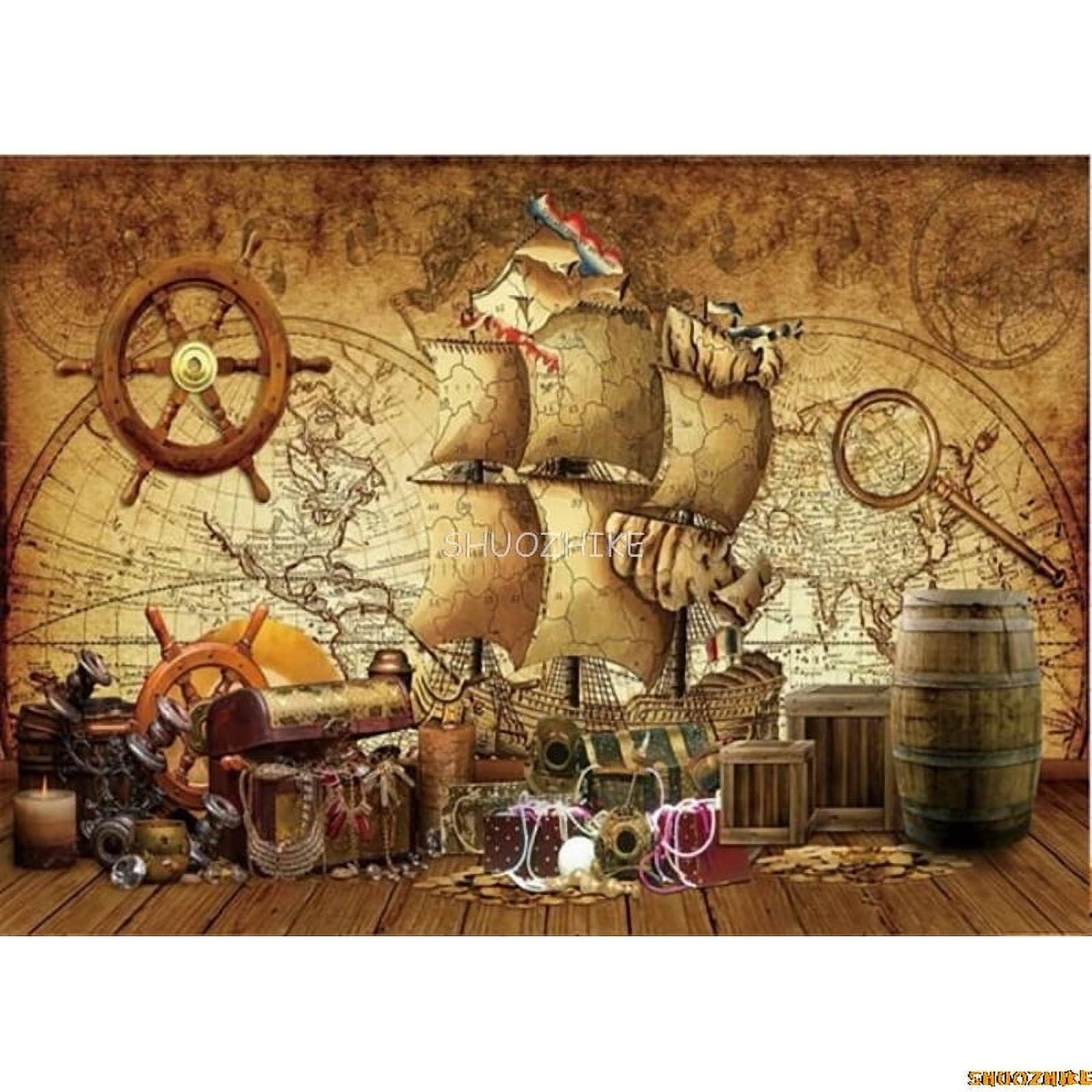 Retro Pirate Treasure Map Backdrop for Photography l Island Background ...
