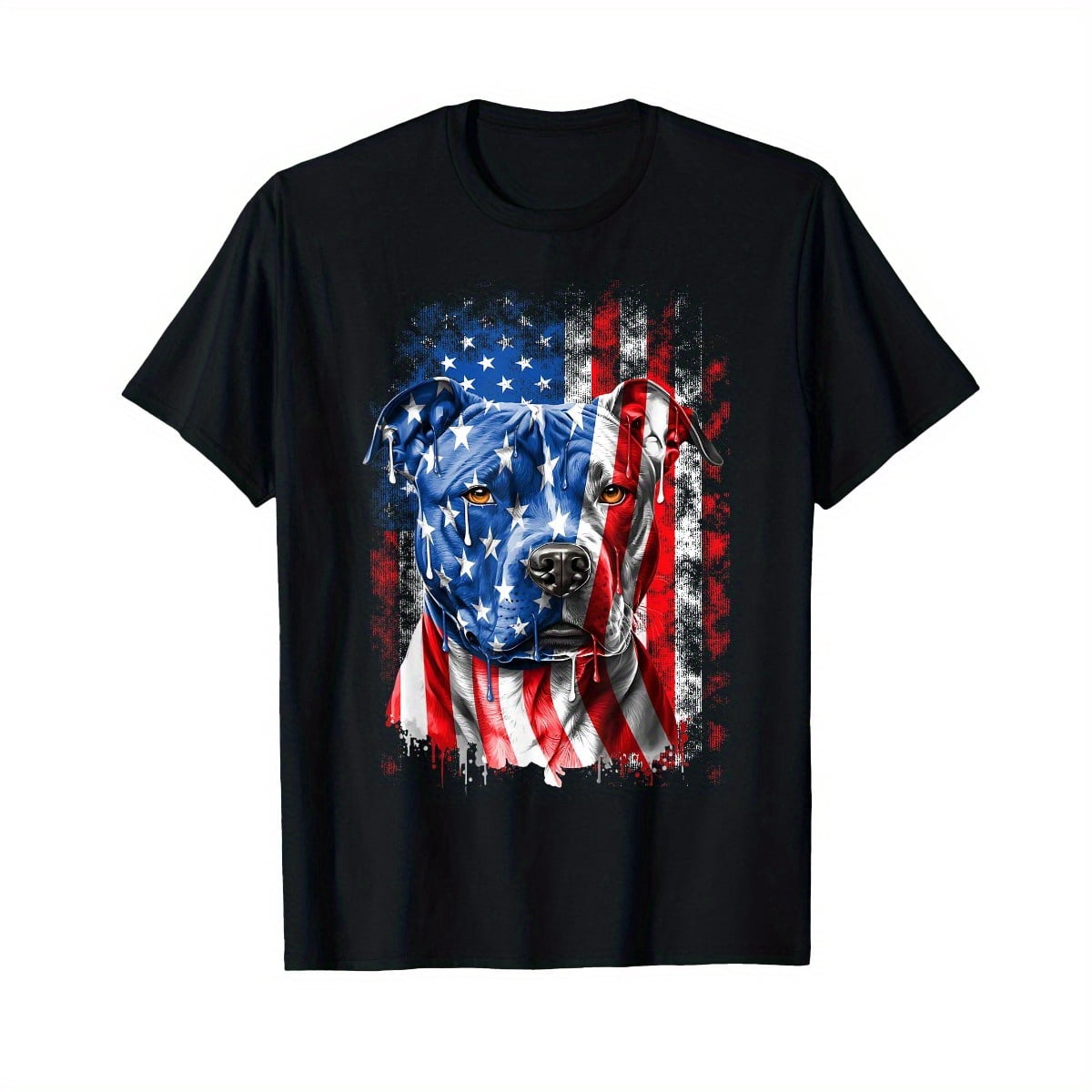 Retro Pitbull Dog & American Flag Independence Day July 4th T-Shirt ...