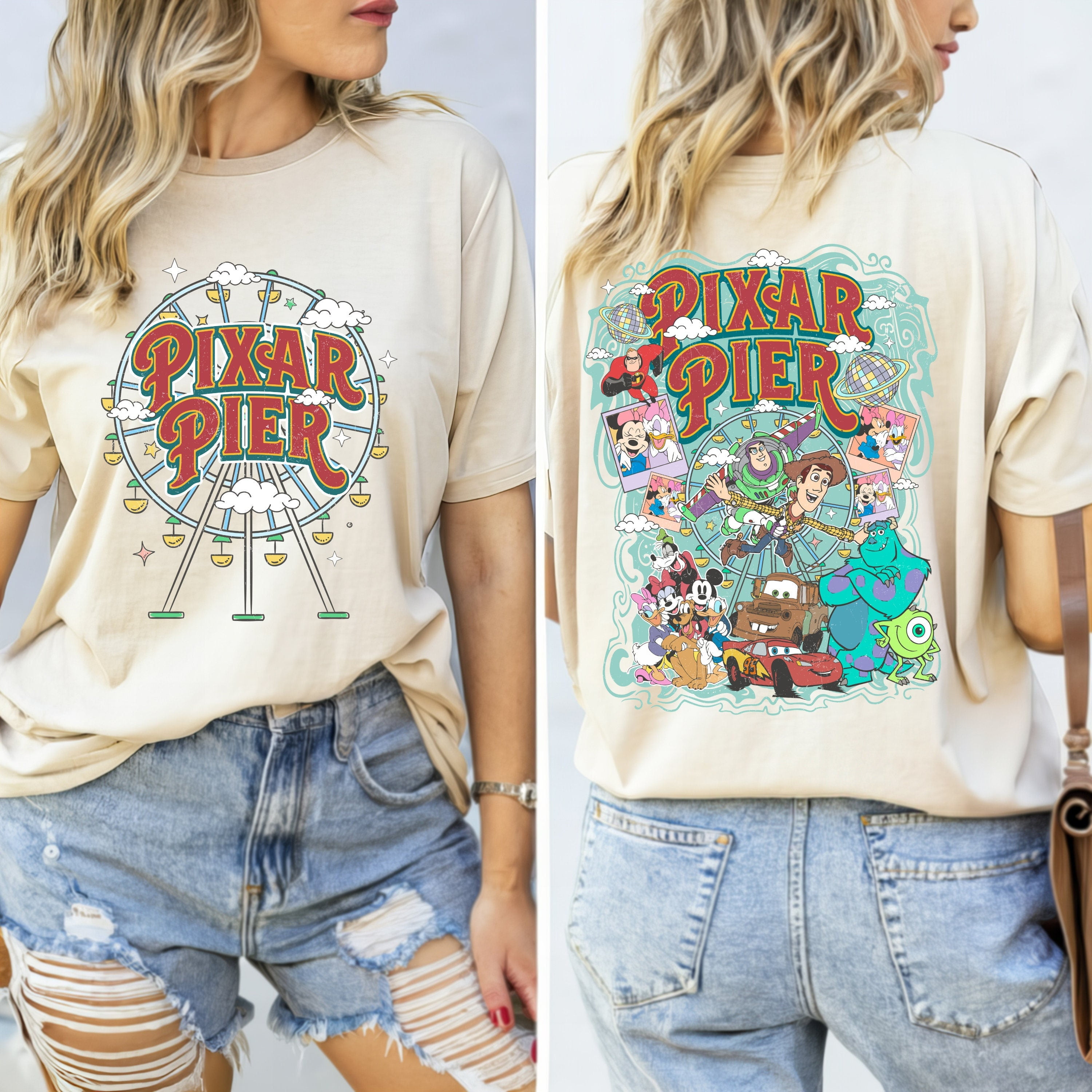 Retro Pixar Pier Disneyland Shirt, Double Sided Pixar Fest 2024 Shirt ...