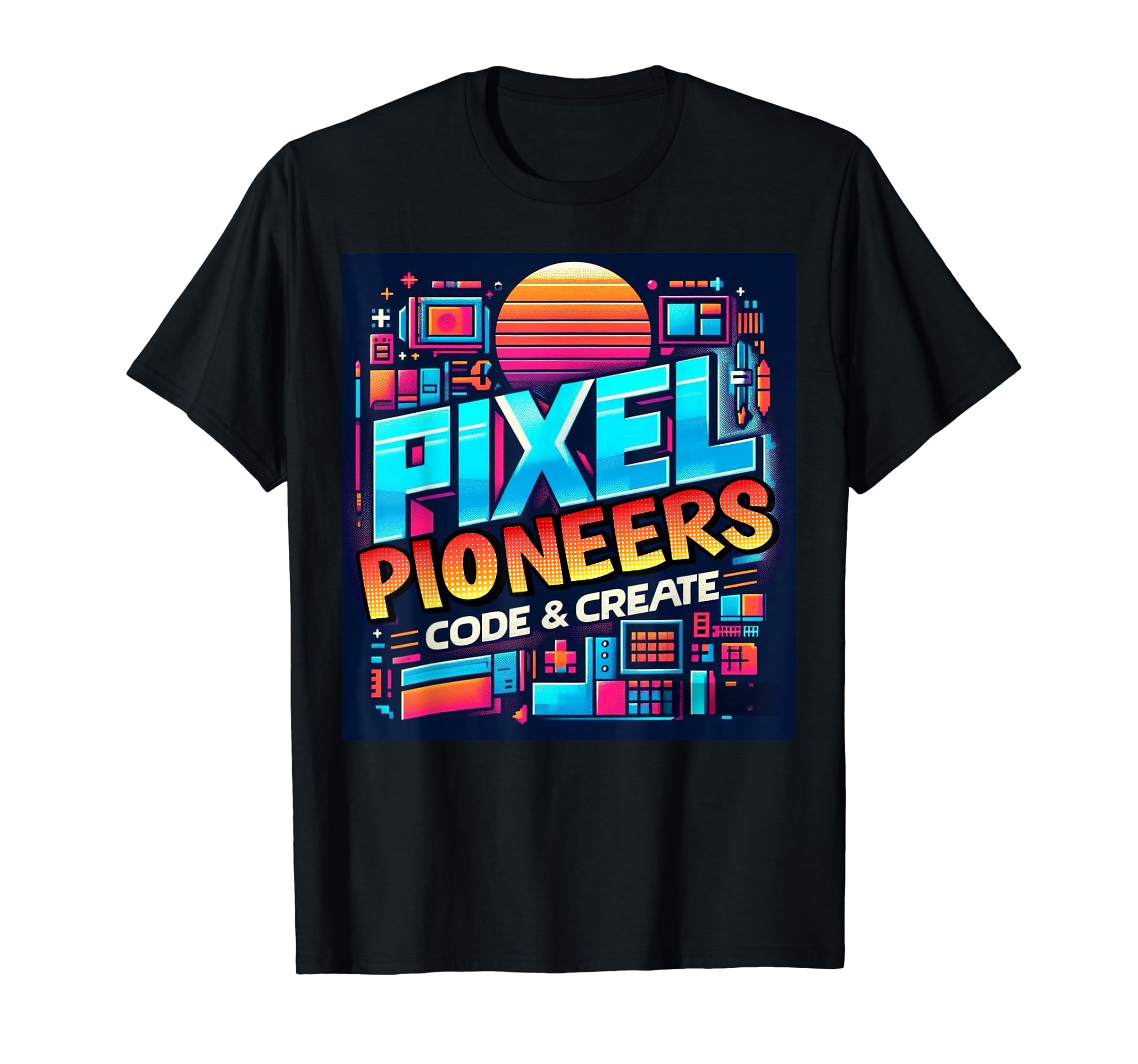 Retro Pixel Art Coding Tee Programmer Digital Artist Apparel T-Shirt - Walmart.com