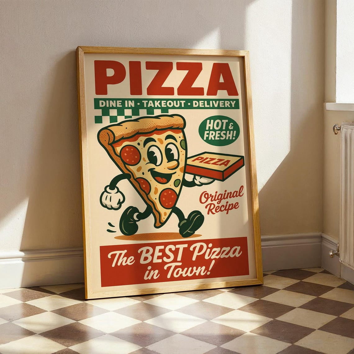 Retro Pizza Pizza Art Vintage Kitchen Decor Hot Fresh Pizza Italian ...