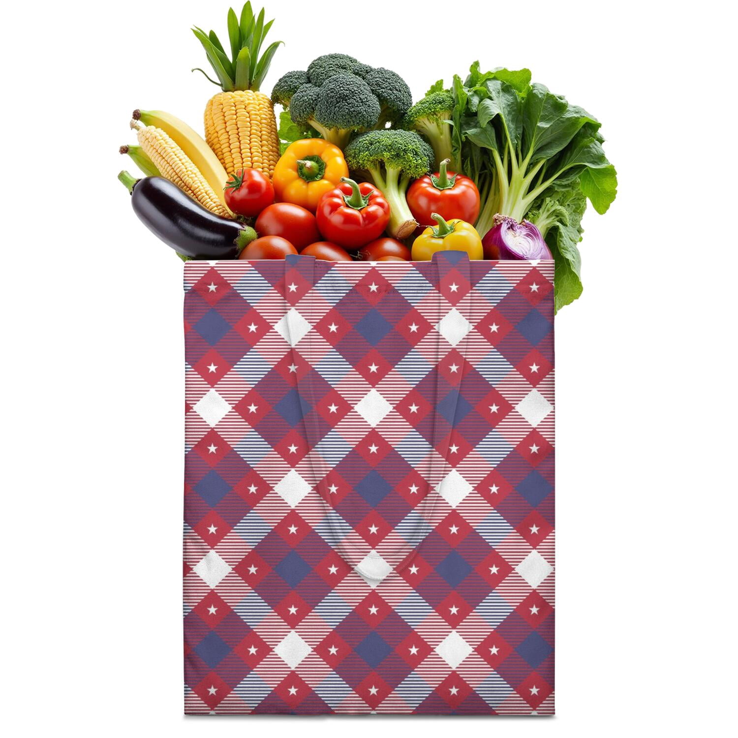 Retro Plaid Reusable Shopping Bag - Eco-Friendly Foldable Tote with ...
