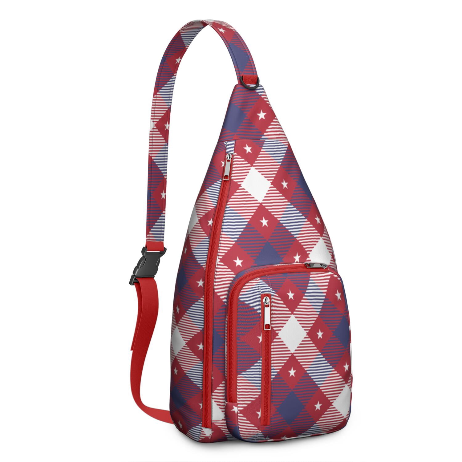 Retro Plaid Sling Backpack for Hiking & Travel – Vintage Checkered ...