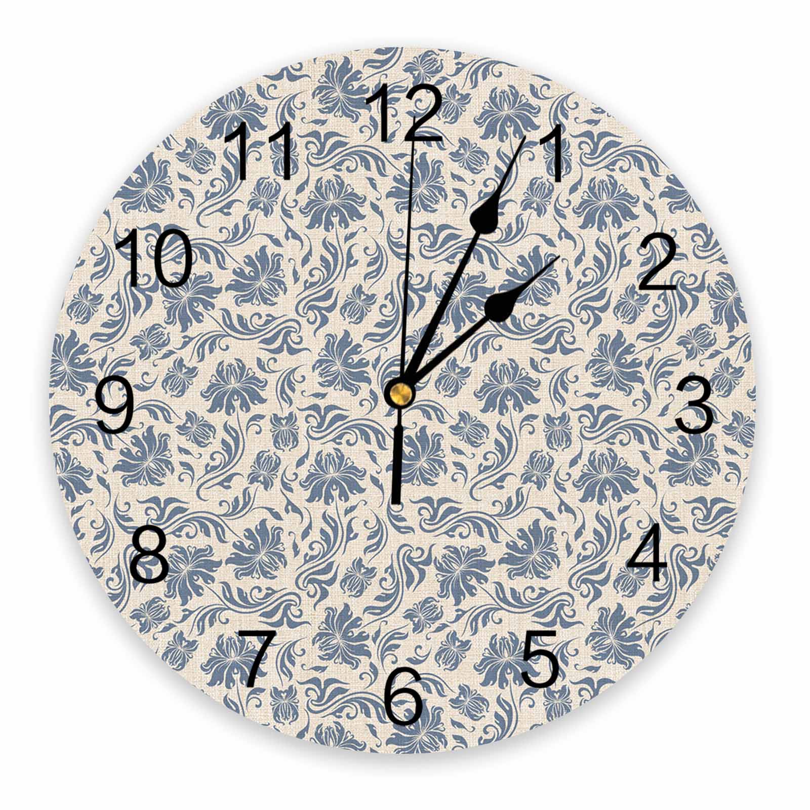 Retro Plants Flowers PVC Wall Clock Bedroom ration Wall Clock Modern ...