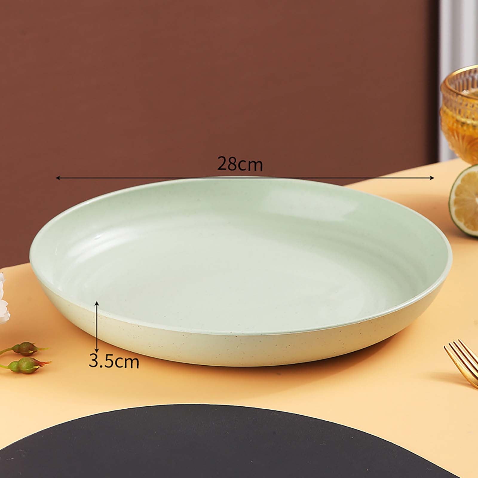 Retro Plastic Snack Plate with Non-Slip Base - 28cm Round Serving Tray ...