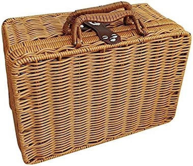 Retro Plastic Wicker Suitcase, Rattan Suitcase Box with Leather Strap ...