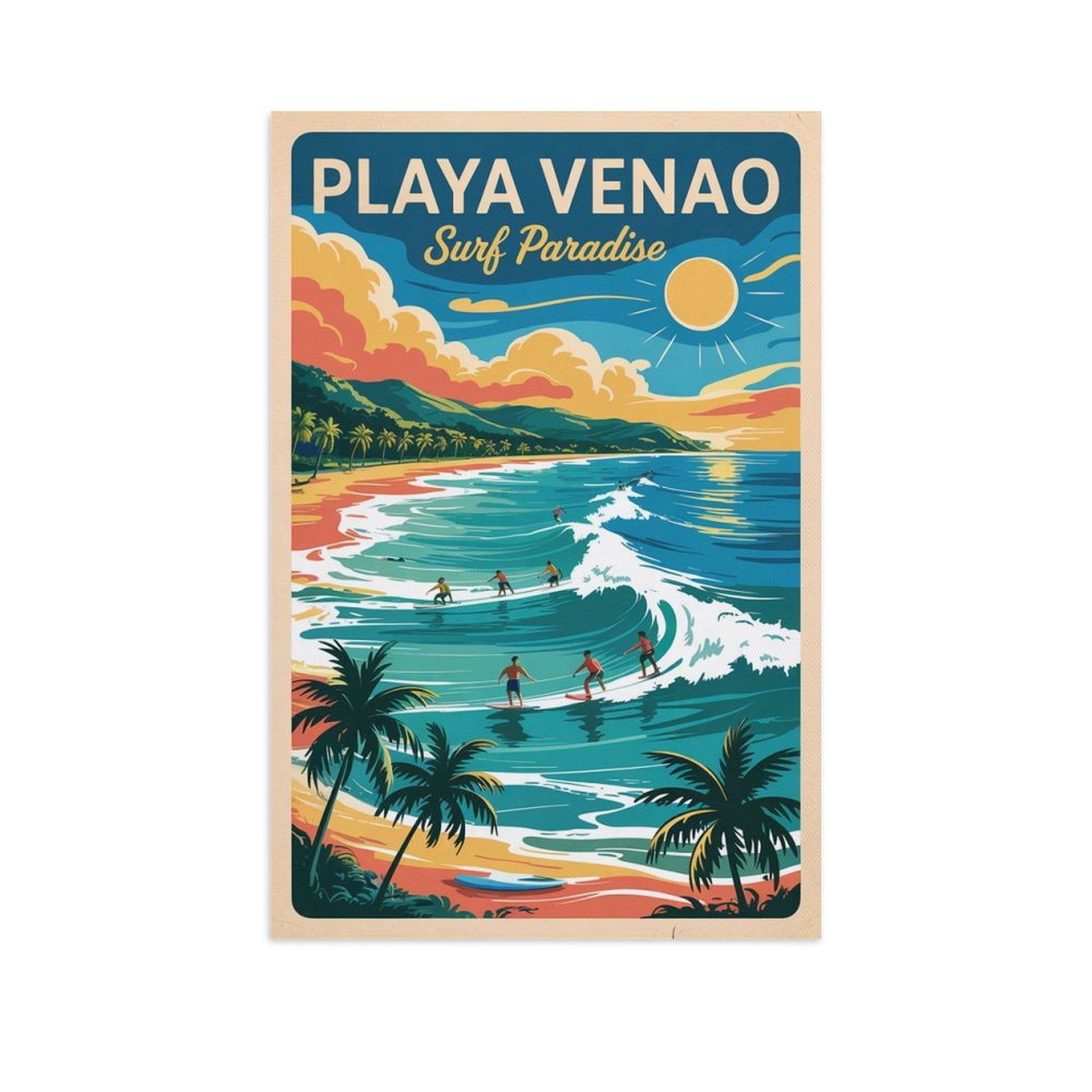 Retro Playa Venao Poster Vintage Panama Tourism Art for Walls Canvas ...