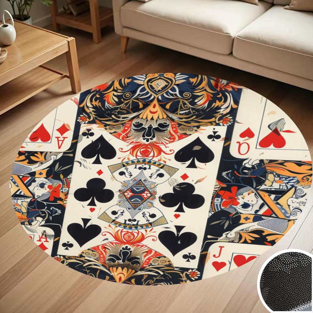Retro Playing Cards Round Carpet Living Room Bedroom Home Decoration ...