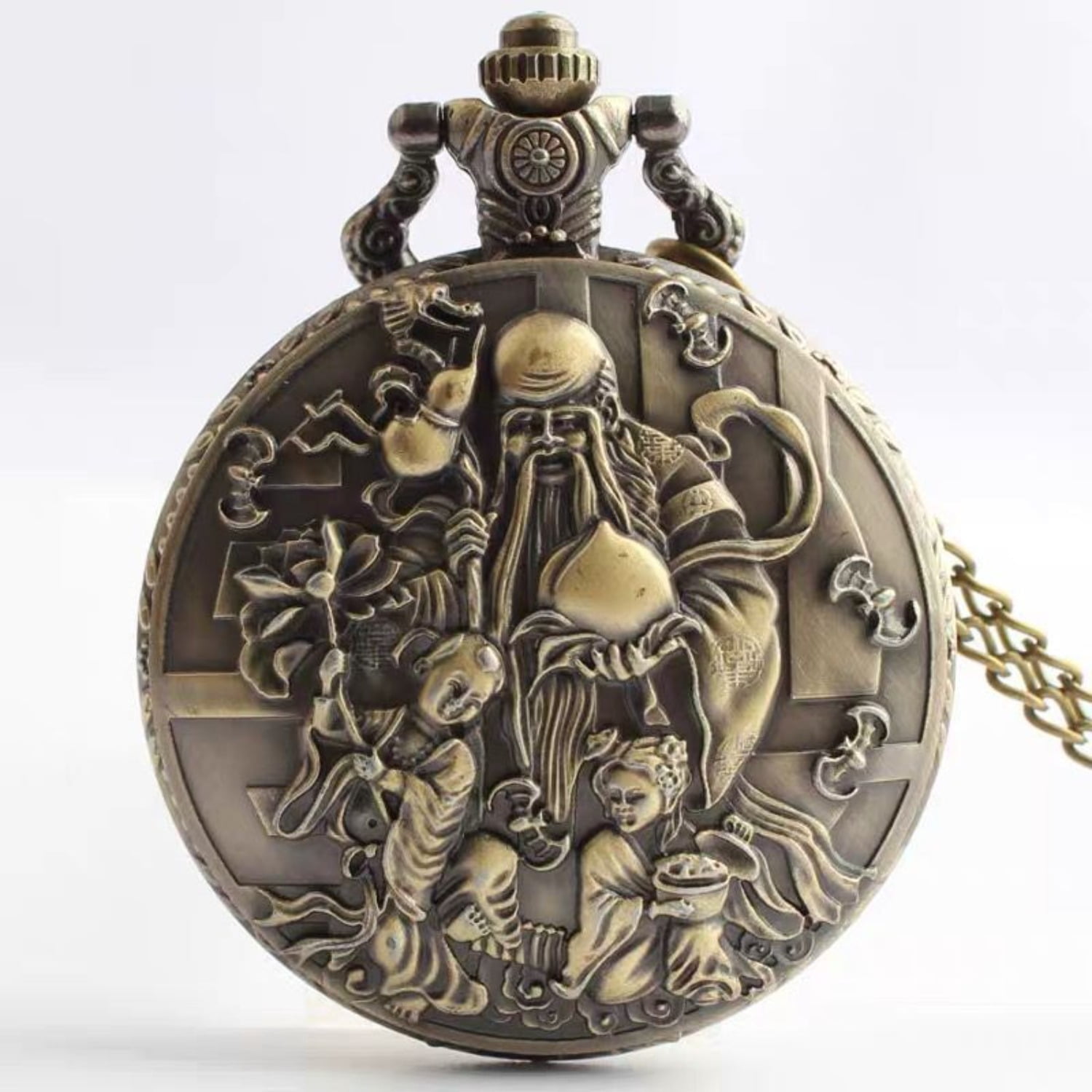 Retro Pocket Watch Double Sided Birthday Peach Xianweng Design with ...