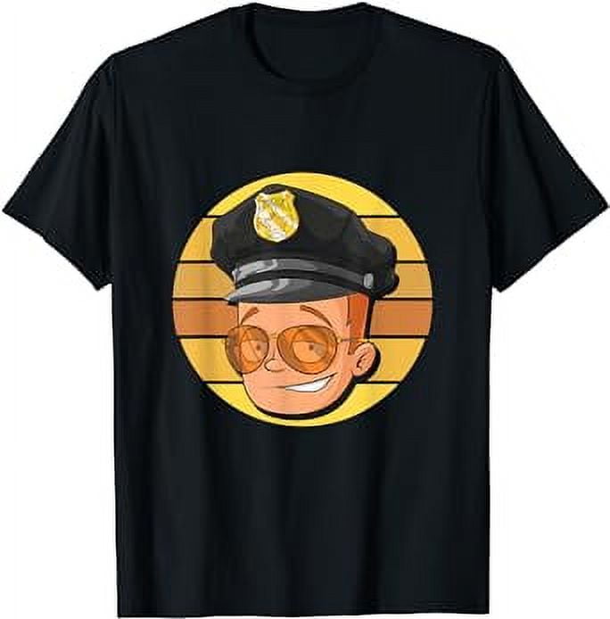 Retro Police Officer Law Enforcer Policeman Sheriff Head T-Shirt ...