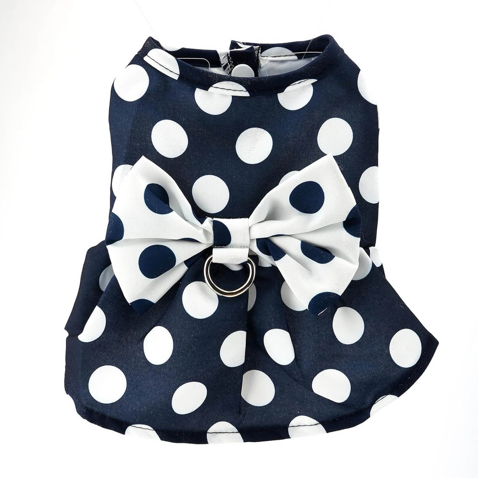 Retro Polka Dog Harness Dress with Decorative Bow and D-Ring for Small ...