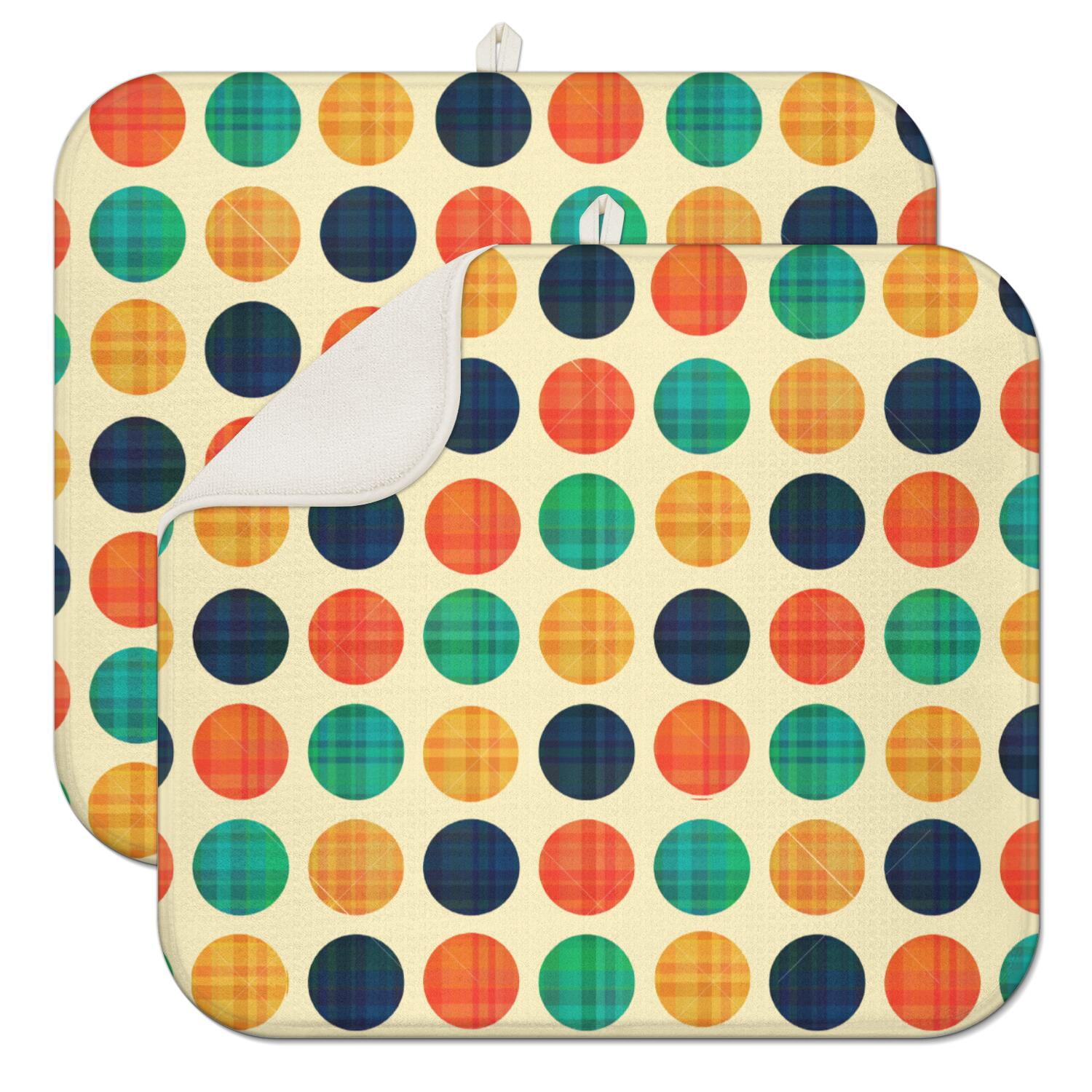 Retro Polka Dot Aesthetic Dish Drying Mat – Classic Dot Design ...