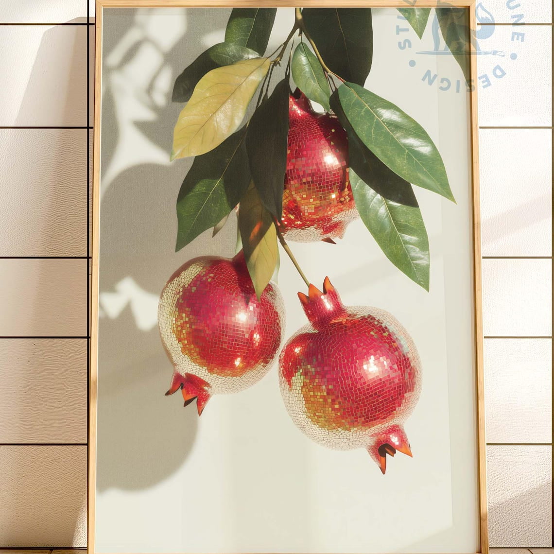 Retro Pomegranate Disco Ball Print, Kitchen Print, Bar Poster, Funky ...