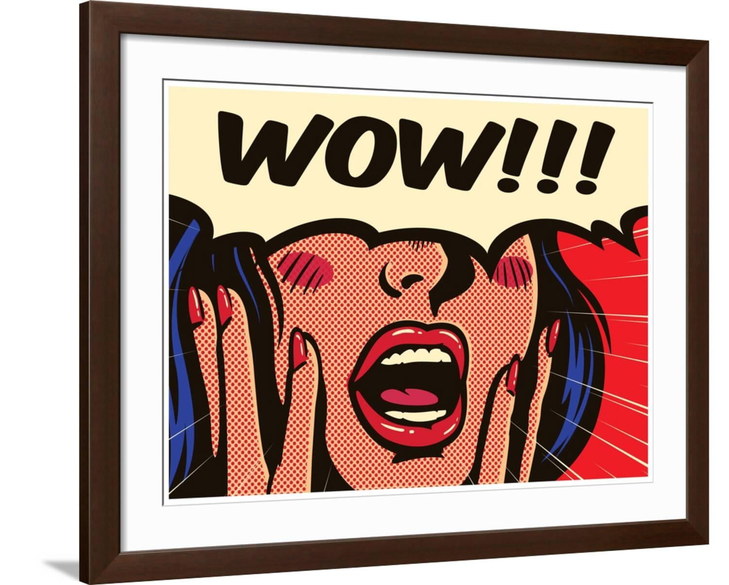 Art.com Retro Pop Art Surprised and Excited Comic Book Woman with ...