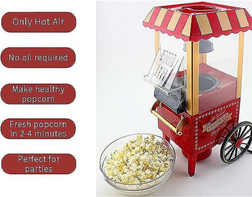 Retro Popcorn Machine, 1100W Mini Popcorn Makers With anti-scald handle ...