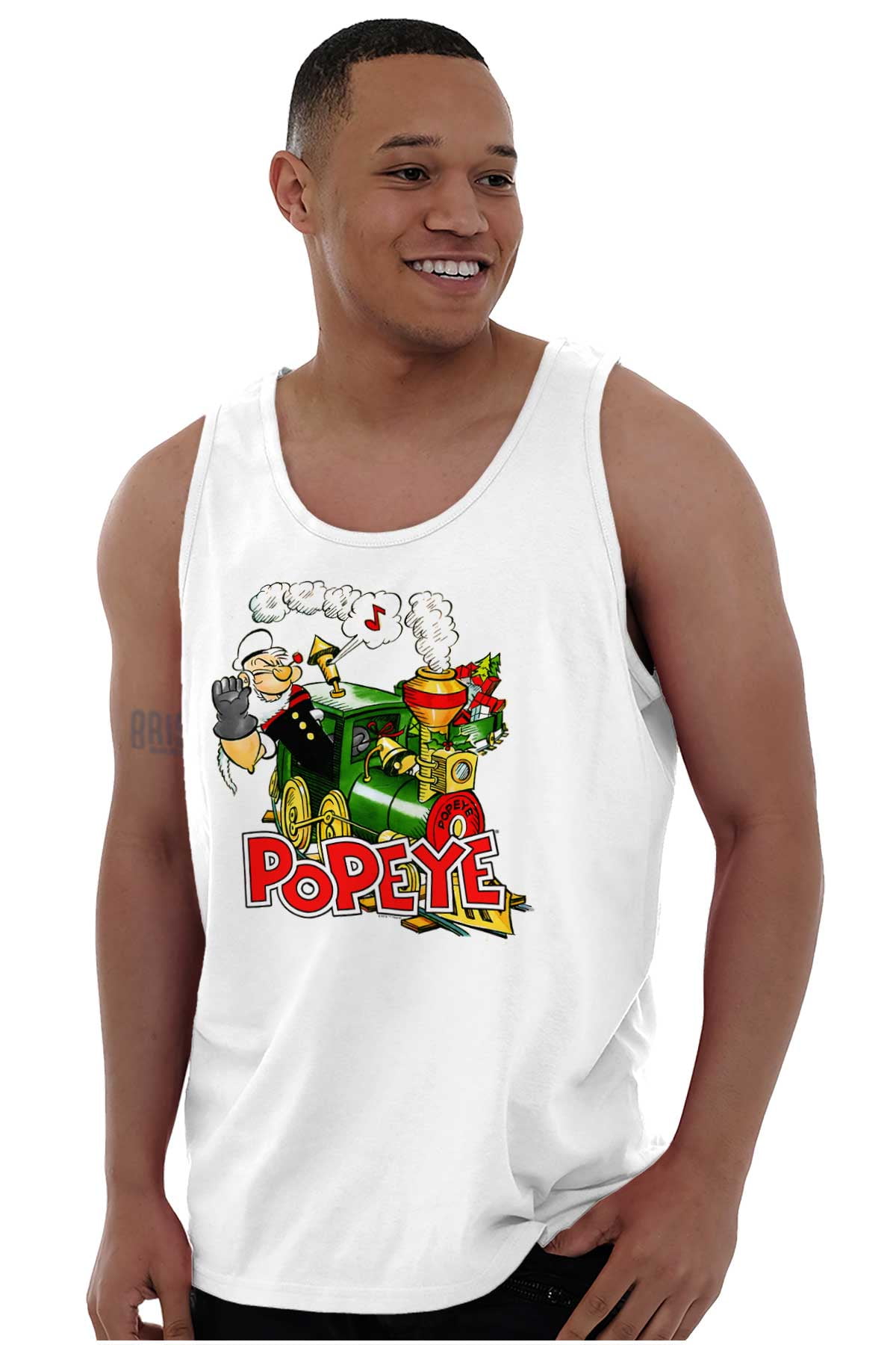 Retro Popeye Steam Train Cartoon Tank Top T Shirts Men Women Brisco ...