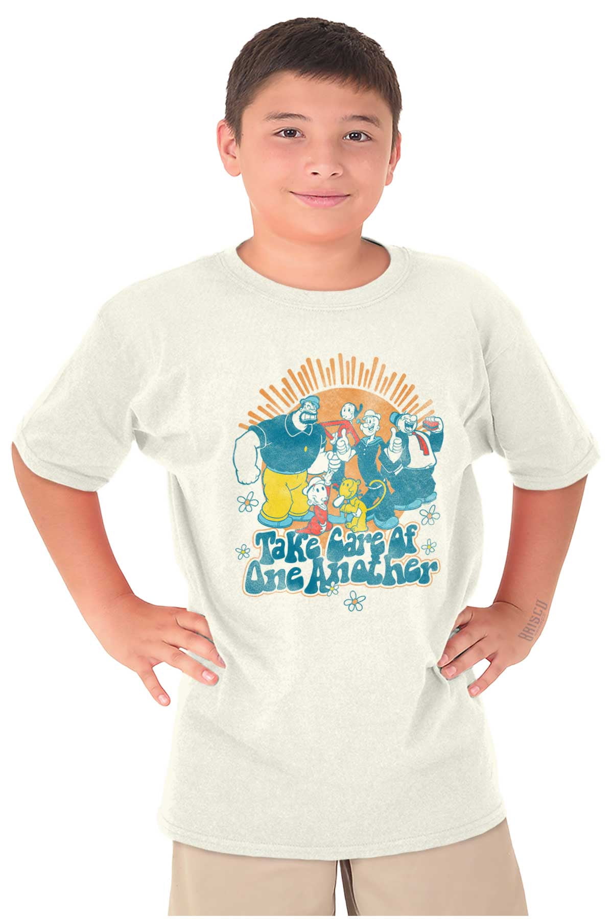 Retro Popeye Take Care Of One Another Crewneck T Shirts Boy Girl Teen ...