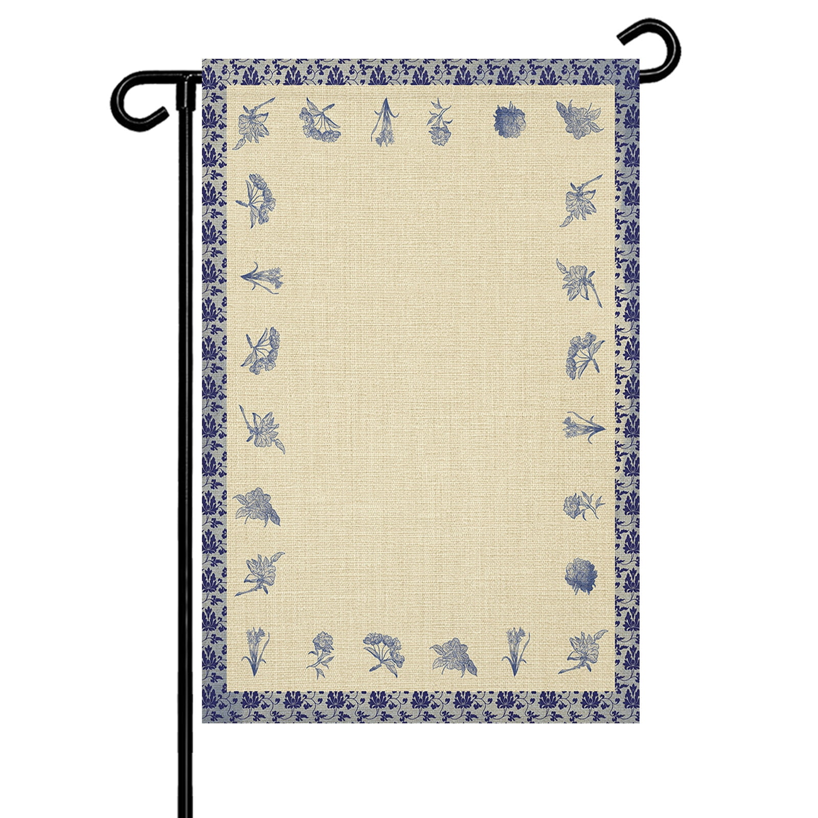 Retro Porcelain Garden Flag 28x40 Inch Blue Flower Floral Double Sided ...