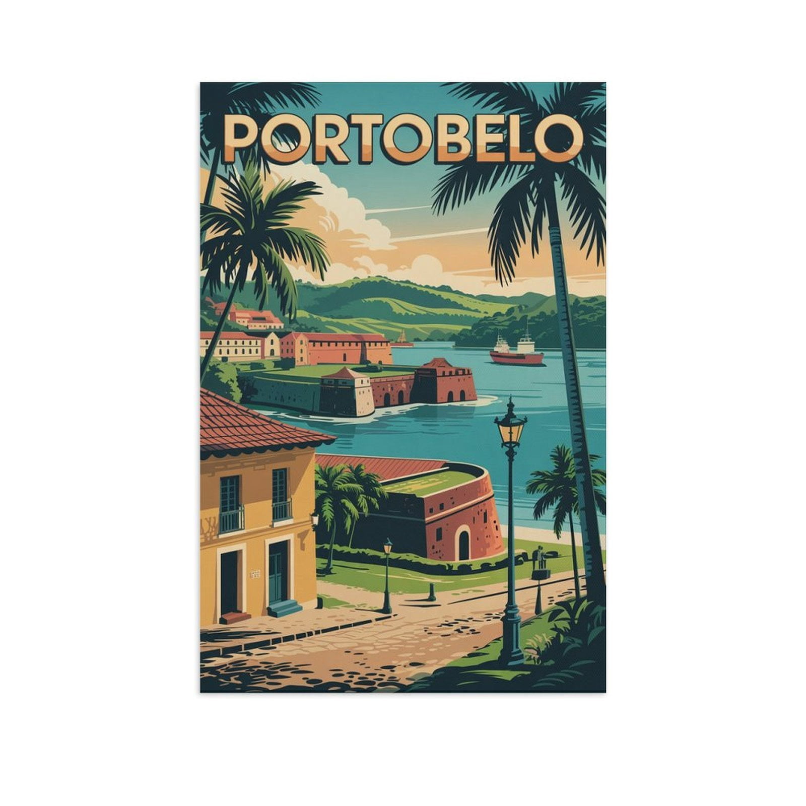 Retro Portobelo Poster Vintage Panama Tourism Art for Walls Canvas ...