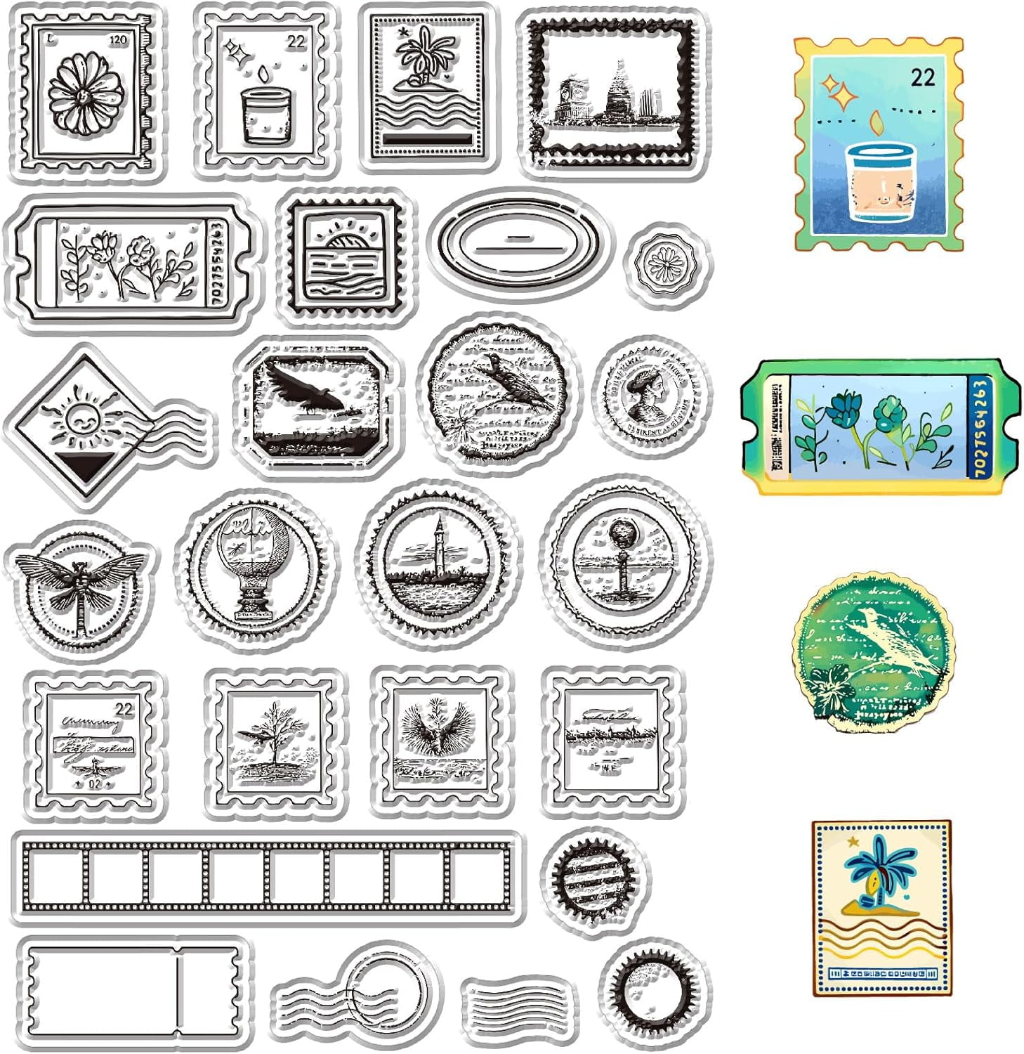 Retro Postage Clear Stamps for DIY DIY Scrapbooking Vintage Banner Tags ...