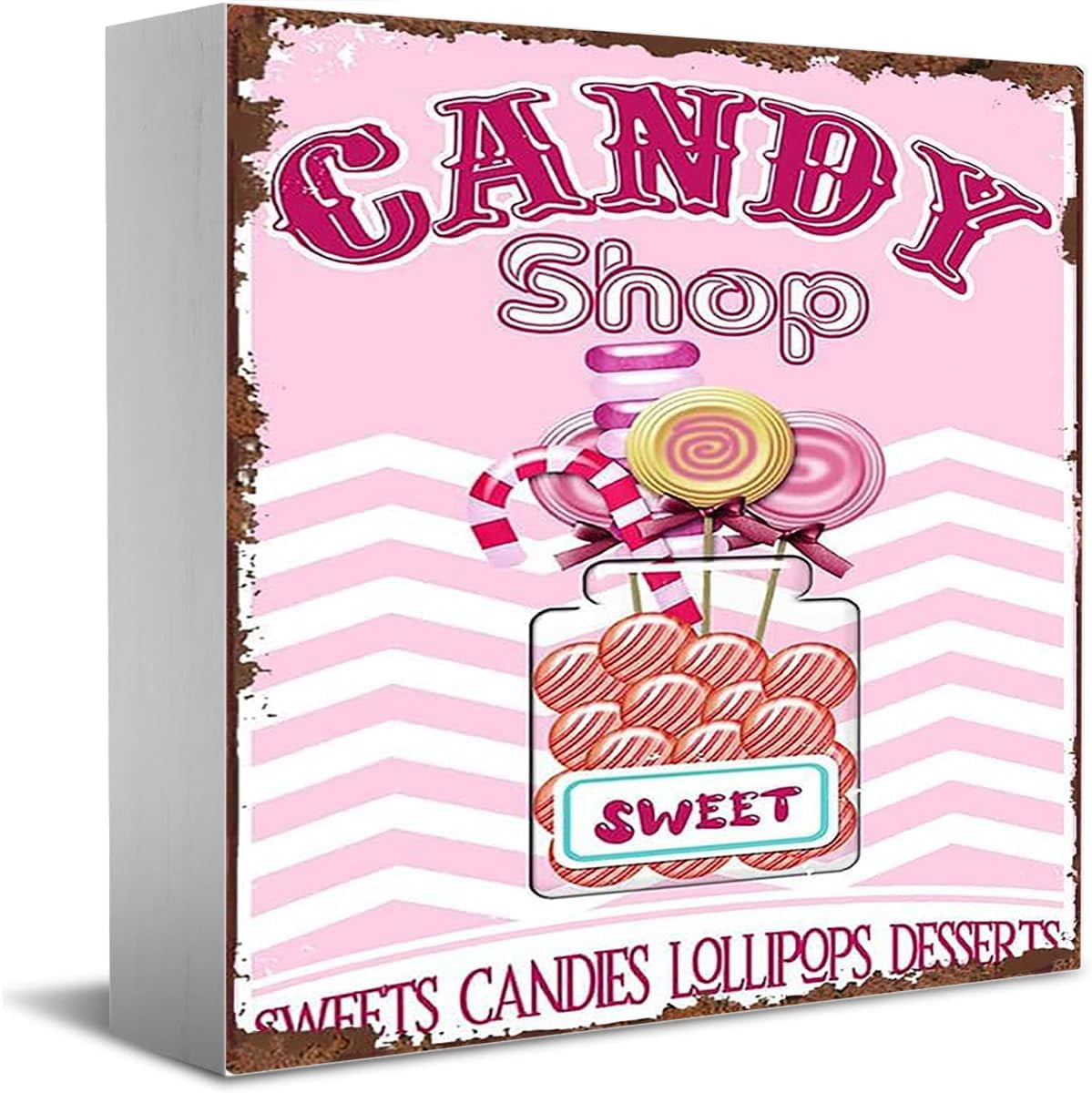 Retro Poster Candy Shop Sweets Candies Loollipops Desserts Art Retro ...