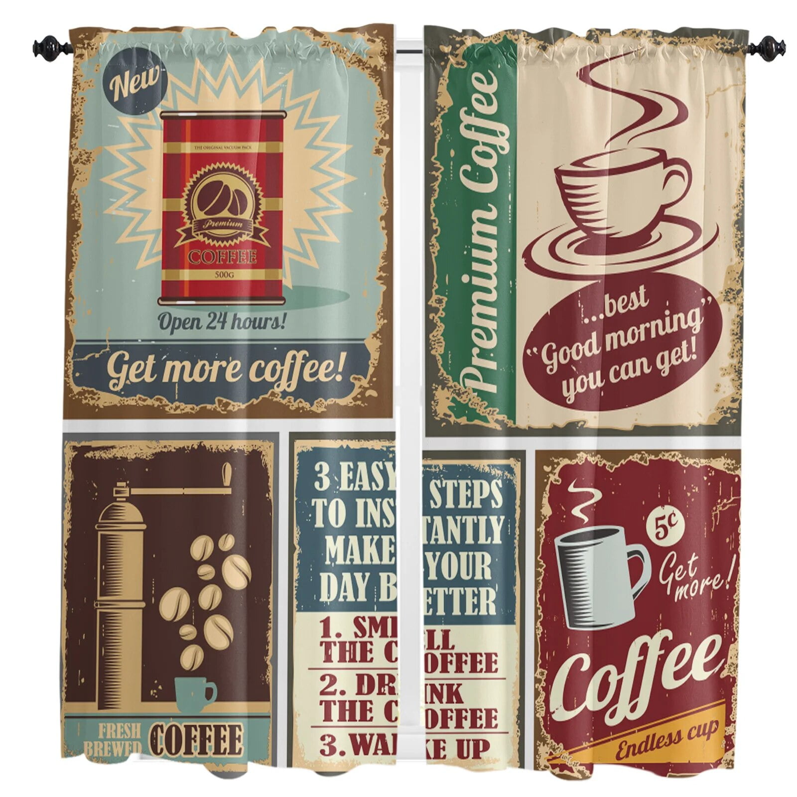 Retro Poster Design Car Tool Curtains For Living Room Bedroom Window ...