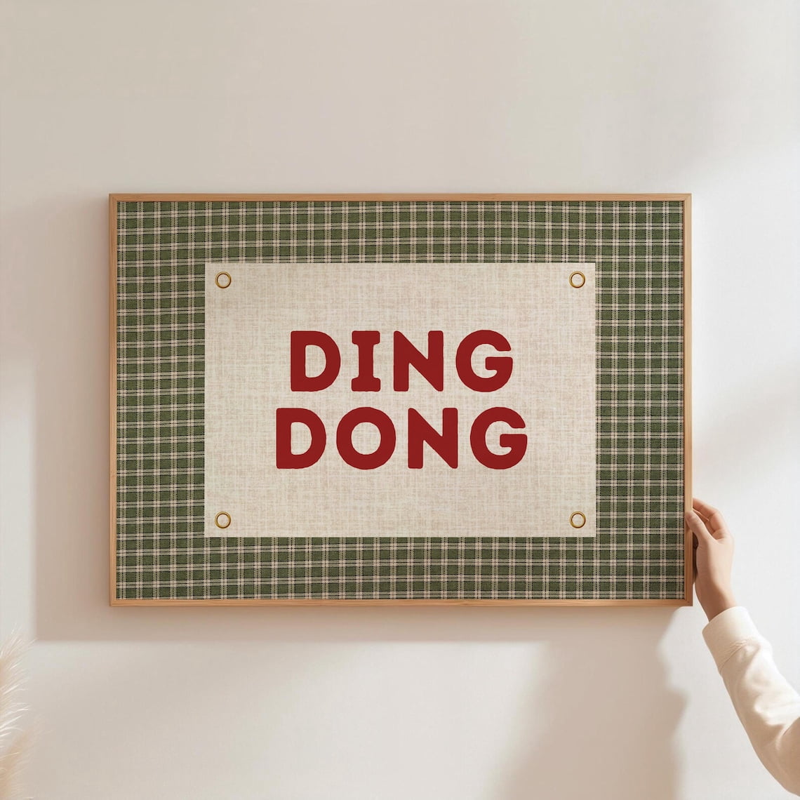 Retro Poster Ding Dong Hallway Green Gingham Wall Art Horizontal Fun ...