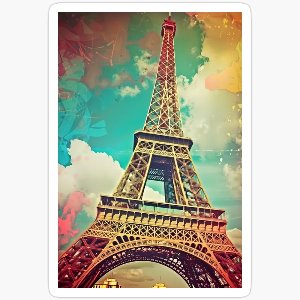 Retro Poster "Eiffel Tower" Sticker Kir-6456 - Walmart.com