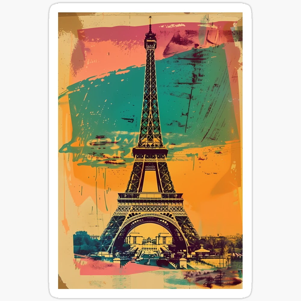 Retro Poster "Eiffel Tower" Sticker Kir-6470 - Walmart.com