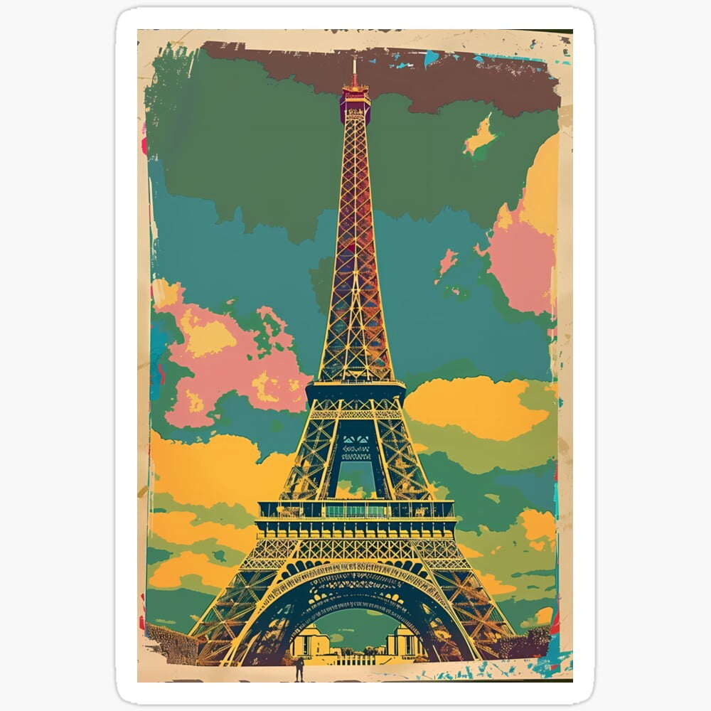 Retro Poster "Eiffel Tower" Sticker Kir-6475 - Walmart.com