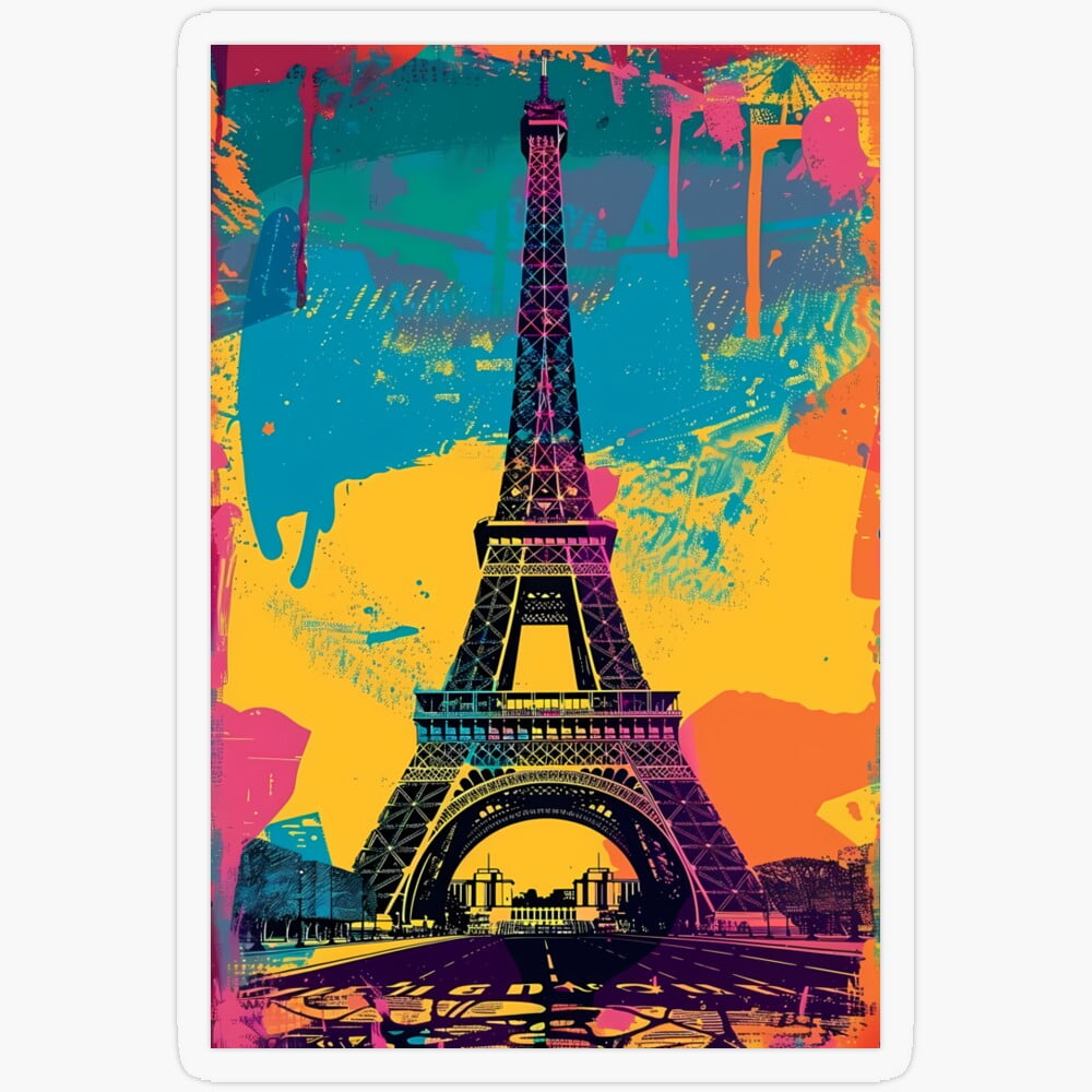 Retro Poster "Eiffel Tower" Sticker Kir-6483 - Walmart.com