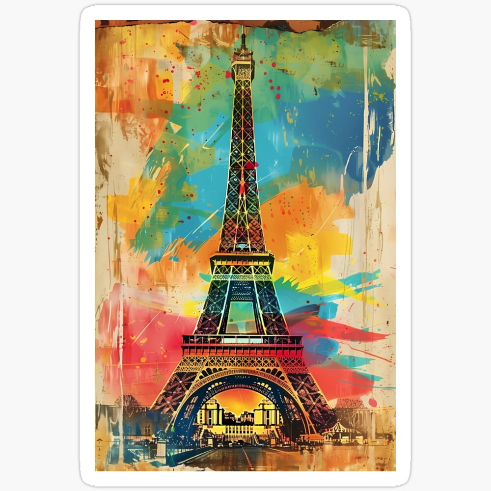 Retro Poster "Eiffel Tower" Sticker Kir-6486 - Walmart.com