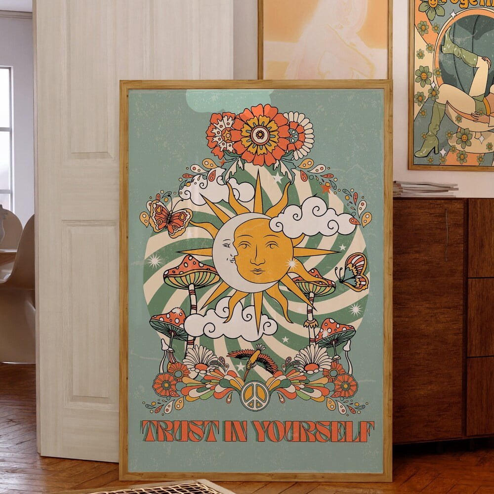 Retro Poster, Hippie Poster, Psychedelic Art Print, 70S Decor, Vintage ...