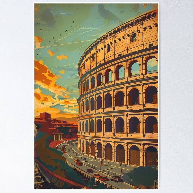 Retro Poster "The Colosseum" Poster, UNFRAMED-24x36 - Walmart.com
