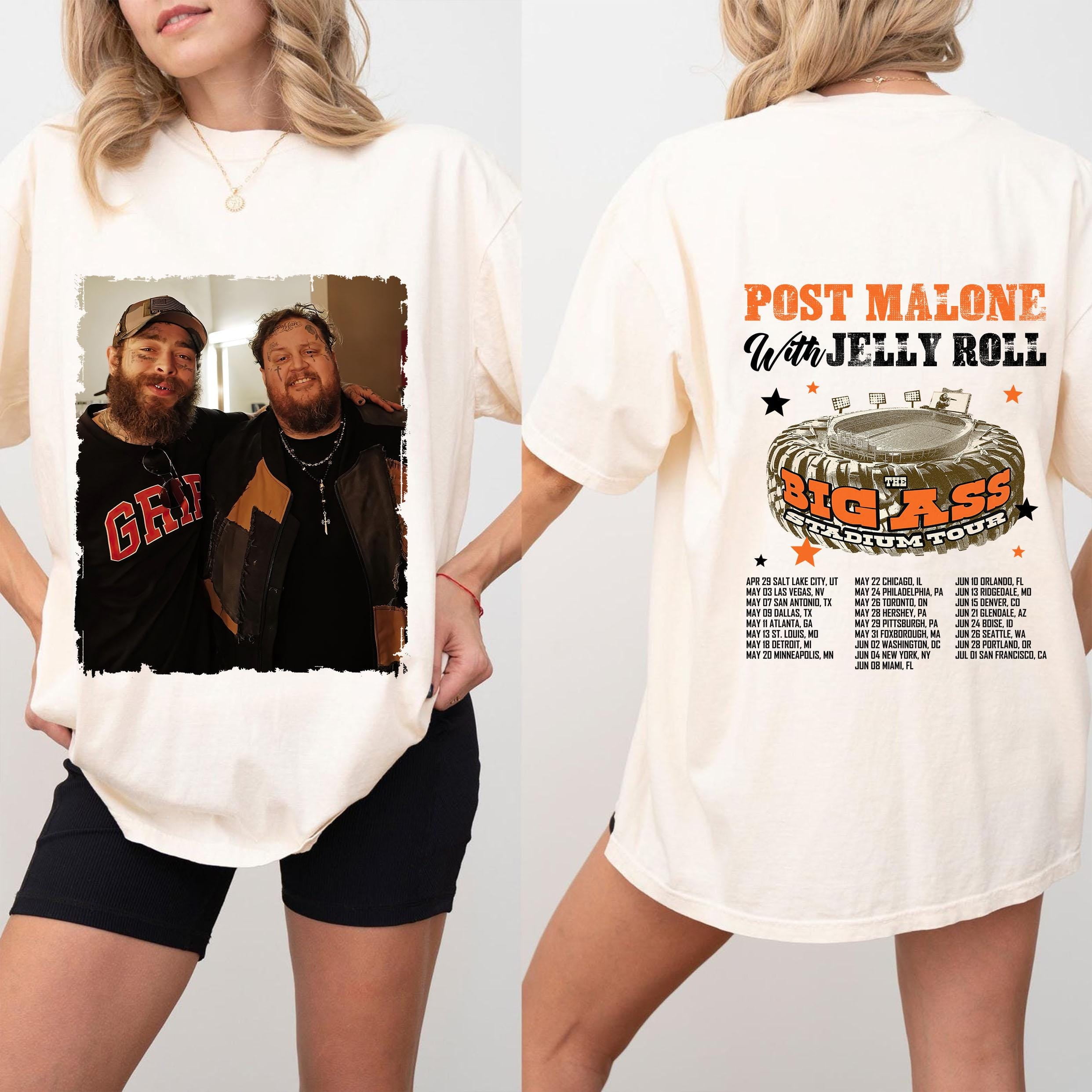 Retro Posty Maloney & Jellyn Rolly Tour 2025 T-Shirt, Bigy Assy Stadiumn Music Concert Tee ...