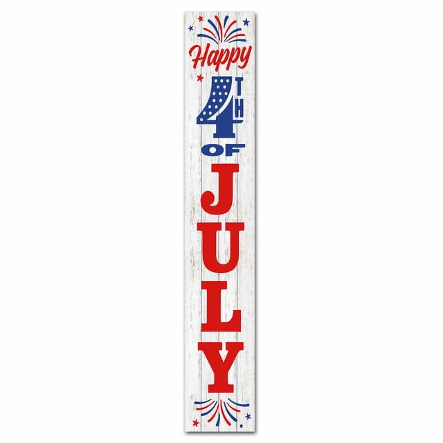Retro Primitive Decor Happy 4th of July Porch Sign Vertical Wooden ...