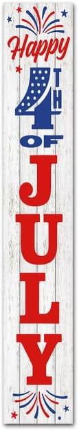 Retro Primitive Decor Happy 6th of July Porch Sign Vertical Wooden ...