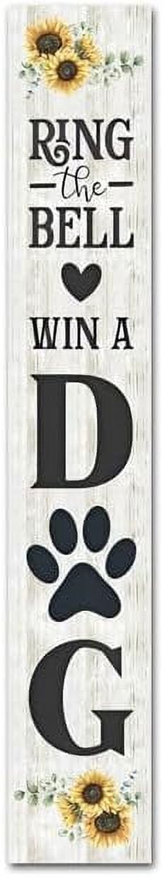 Retro Primitive Decor Ring The Bell Win A Dog Welcome Vertical Sign ...