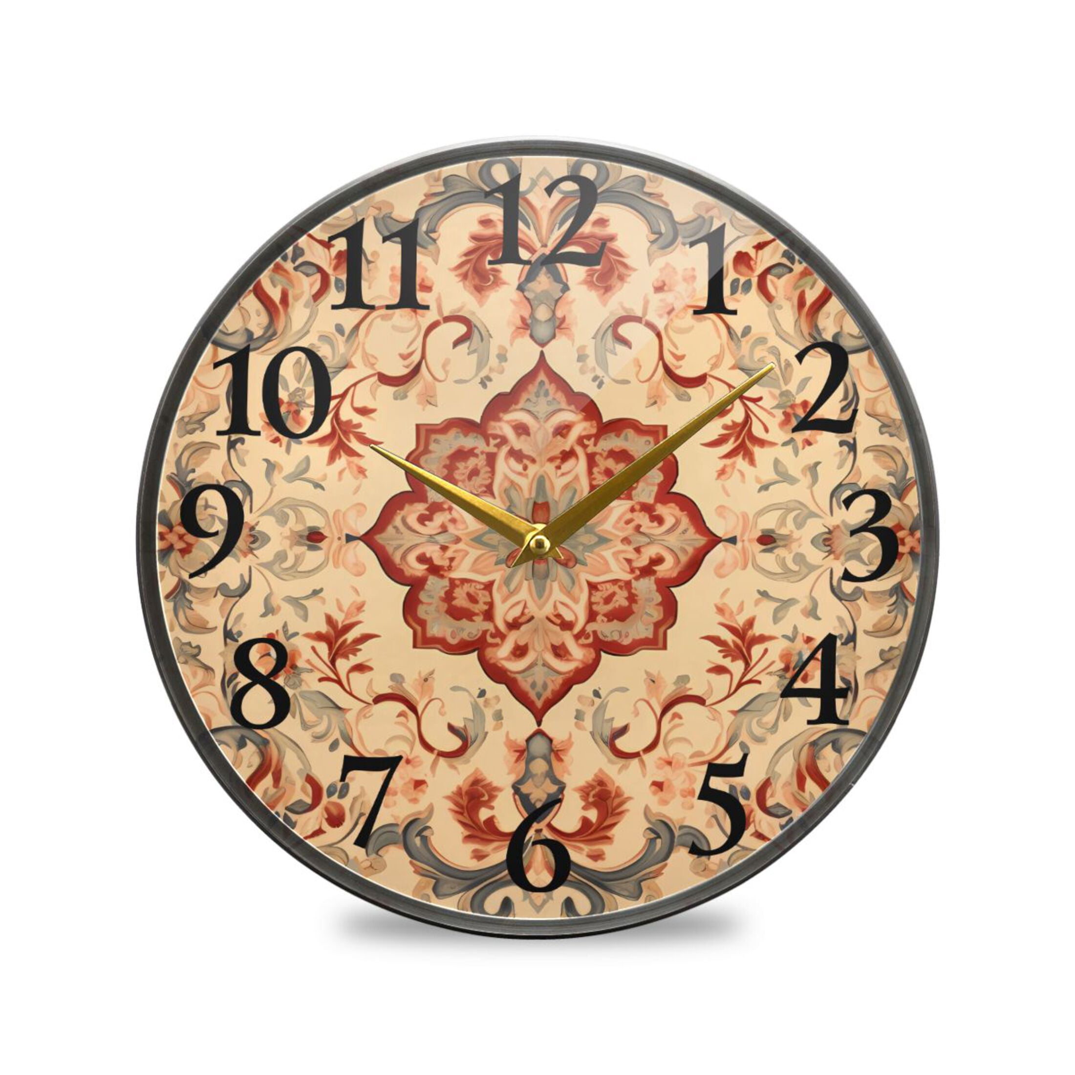 Retro Print Wall Clocks Battery Operated 11.9 Inch Round Clock Acrylic ...