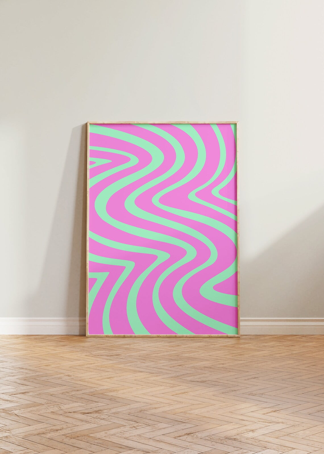 Retro Print, Wavy Abstract Print, Retro Pink Print, Waves Print, Wavy ...