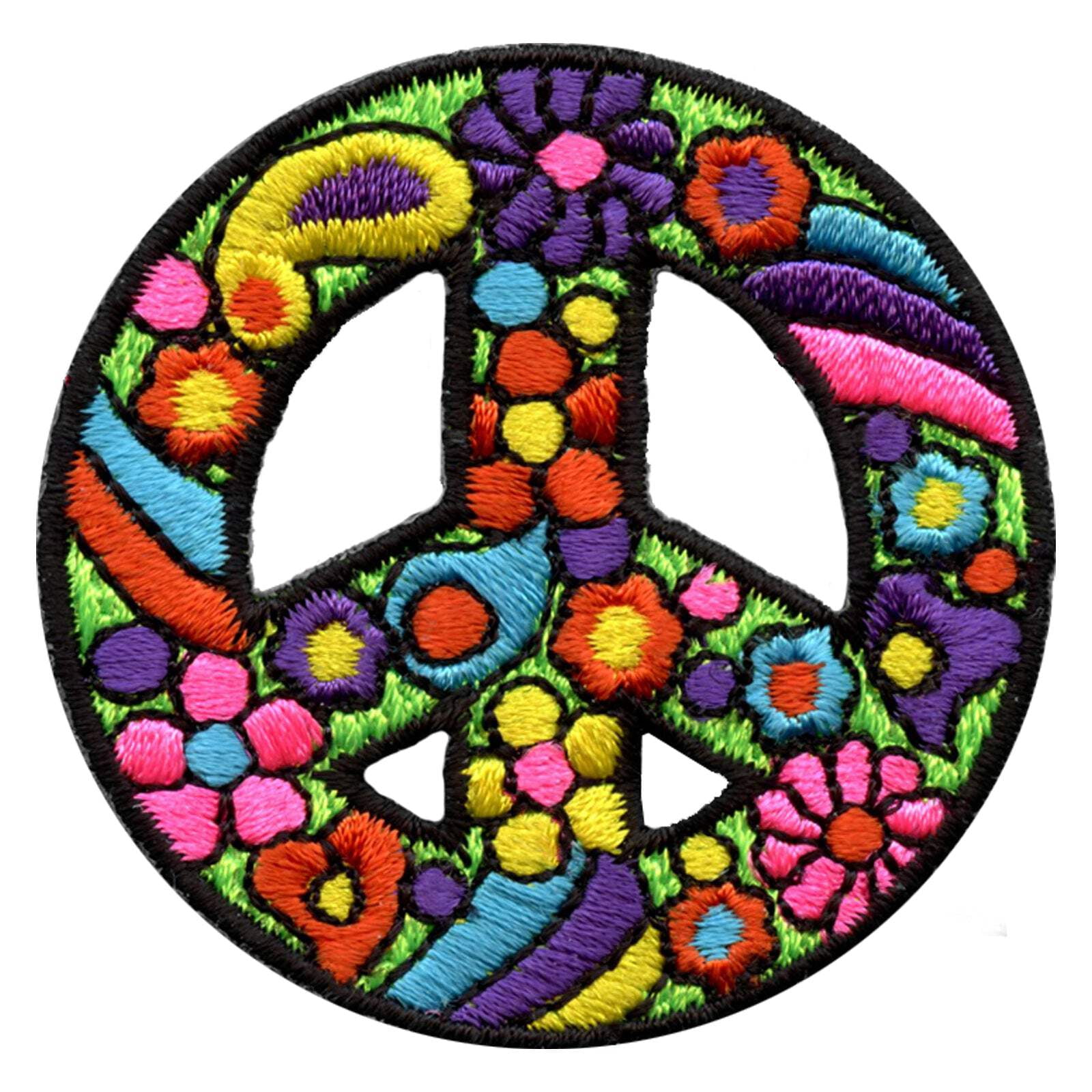 Retro Psychedelic Peace Symbol Embroidered Iron On Patch - Walmart.com