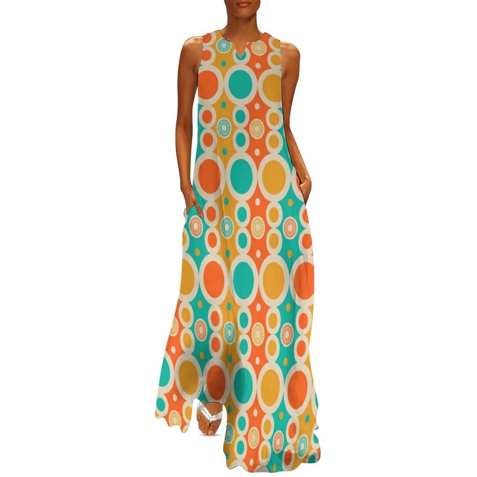 Retro Psychedelic Print Dress Summer Mid-Century Streetwear Bohemia ...