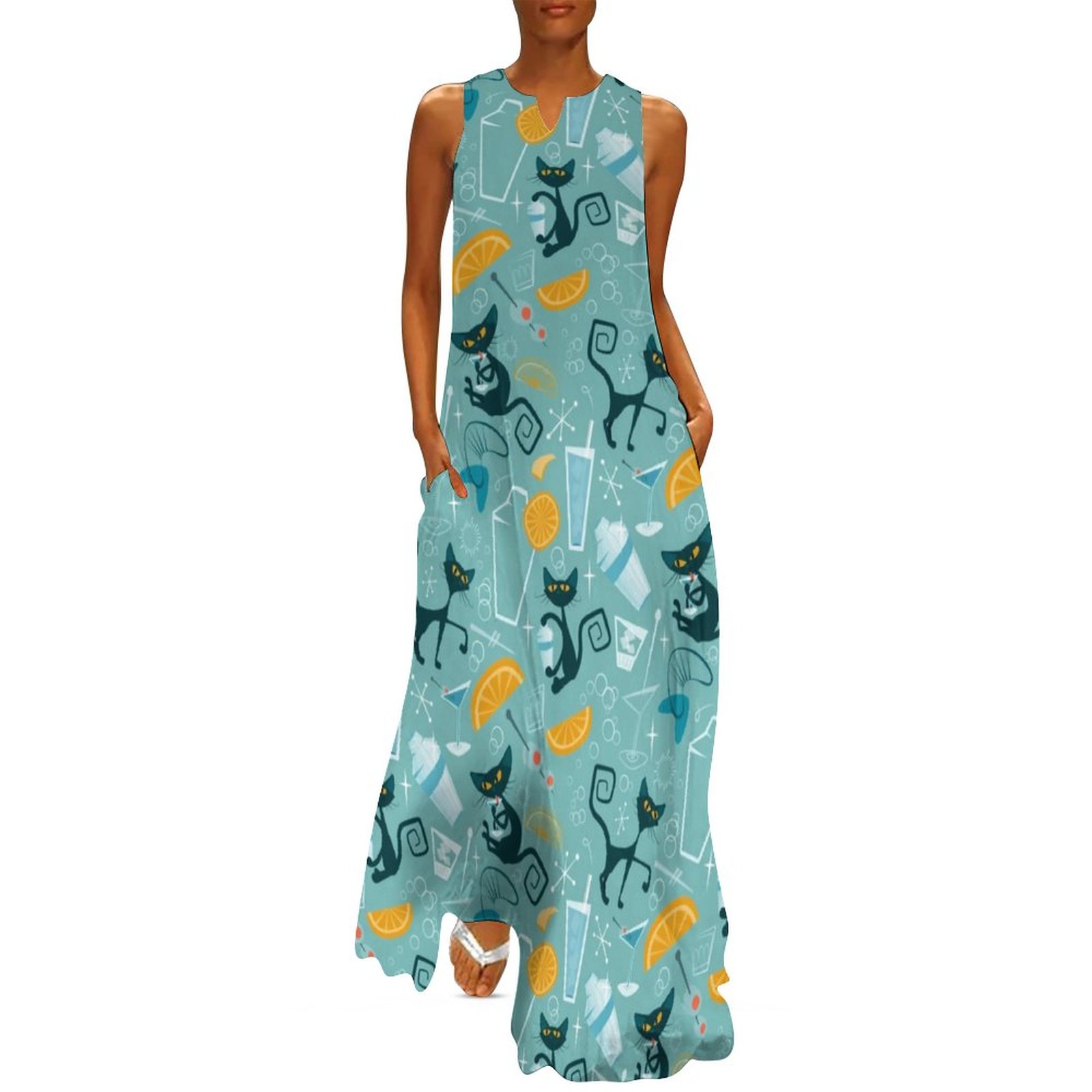 Retro Psychedelic Print Dress Summer Mid-Century Streetwear Bohemia ...