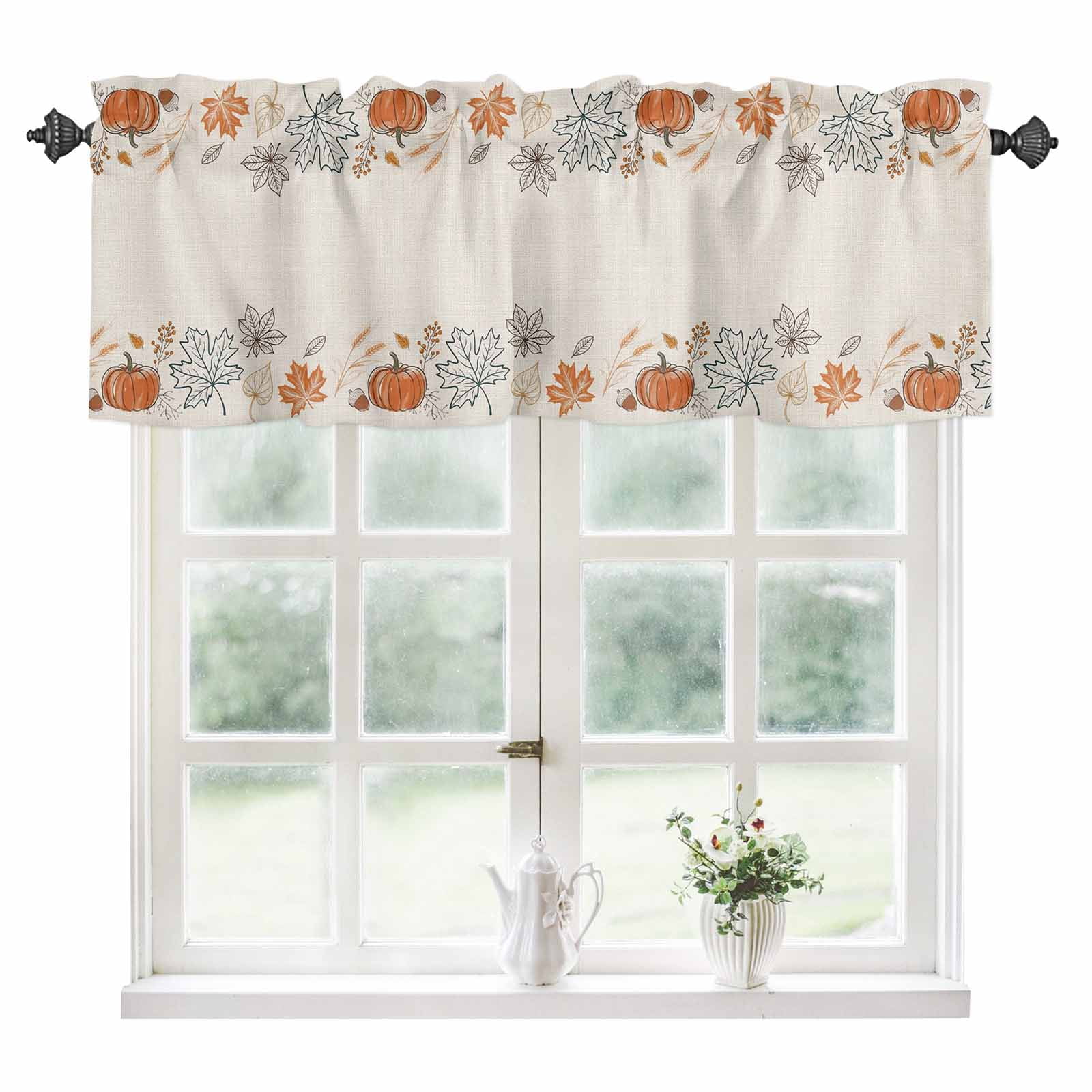 Retro Pumpkin Fall Kitchen Valances for Windows 60x18 Inch Kitchen ...