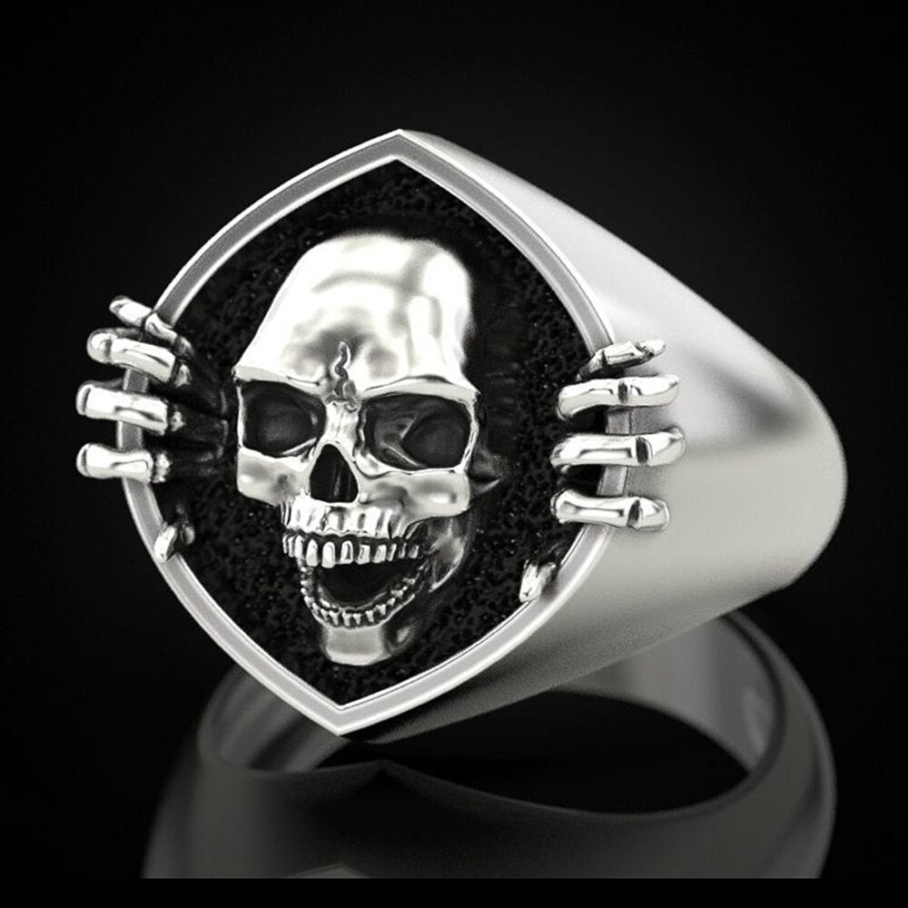 Retro Punk Skull Mens Alloy Ring: European Style Gift for Him ...