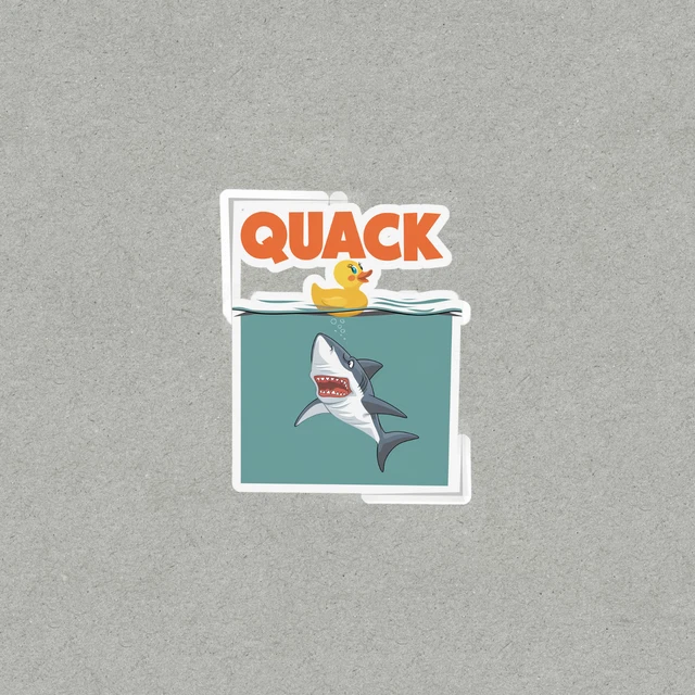 Retro Quack Shark Sticker Cute Rubber Ducky Jaws Parody Giftphone Decal ...